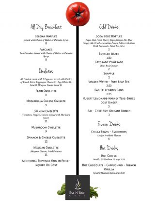 Menus - Eat N' Run Cafe